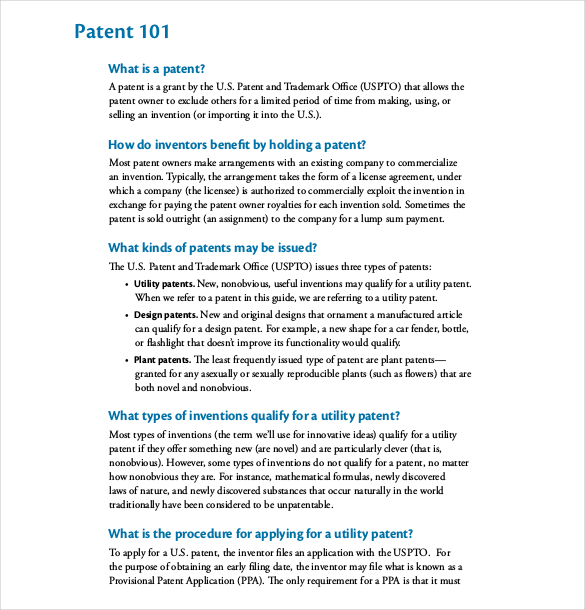 12+ Patent Application Templates - Free Sample, Example, Format Download!