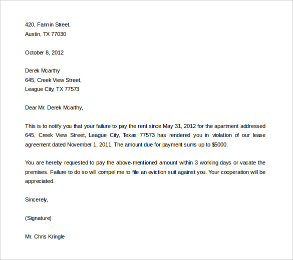 11 Eviction Letter Template DOC PDF