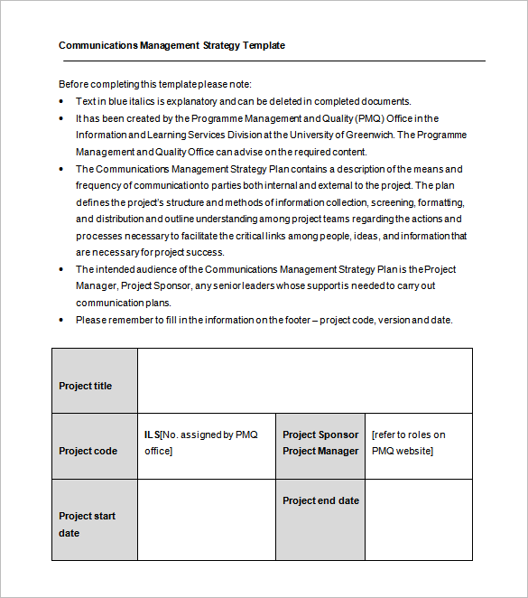 Communication Plan Template - 13+ Word, PDF Documents Downloads