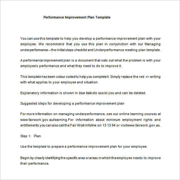 10+ Performance Improvement Plan Templates - Free Sample, Example ...
