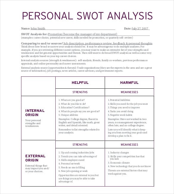 26+ Personal SWOT Analysis Templates - PDF, DOC