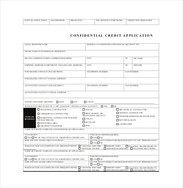 Credit Application Template - 35 + Examples in PDF, Word, Google Docs, Apple Pages
