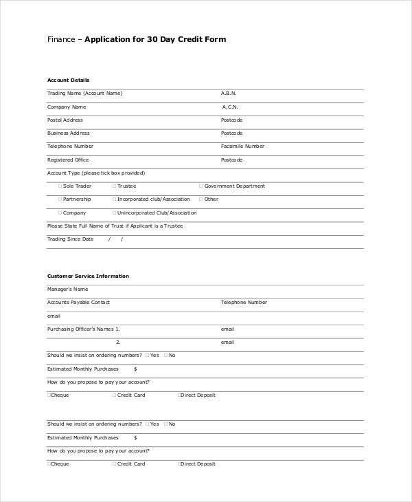 Credit Application Template - 33 + Examples in PDF, Word, Google Docs ...