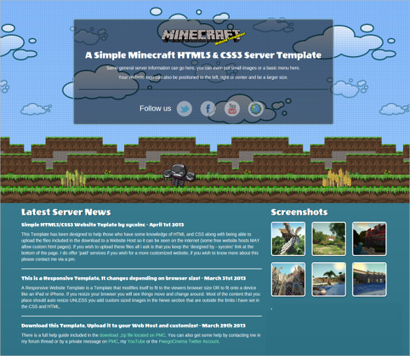 9+ Creative Minecraft Website Themes & Templates