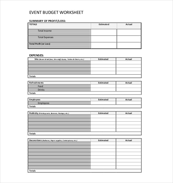 Event Planning Budget Template SampleTemplatess SampleTemplatess