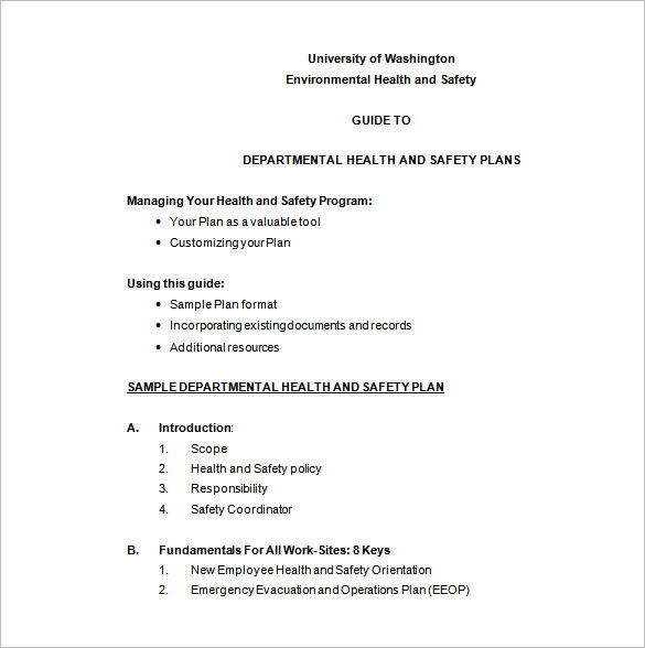 17+ Health and Safety Plan Templates - Free Sample, Example, Format ...