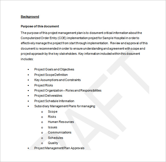 Project Management Plan Template 12 Free Word Pdf Excel Documents 
