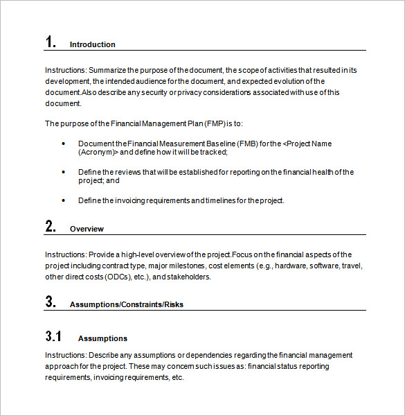 Financial Plan Template Professional Word Templates