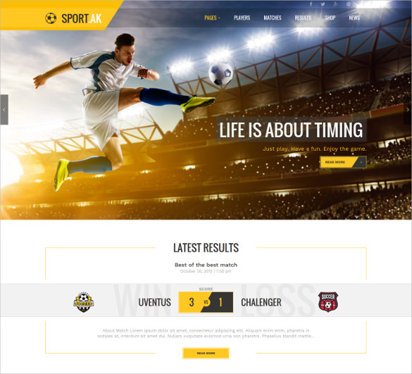 29+ Sports Website Themes & Templates