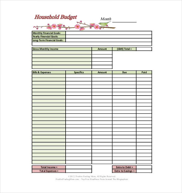 13+ Household Budget Templates - Free Sample, Example, Format Download!