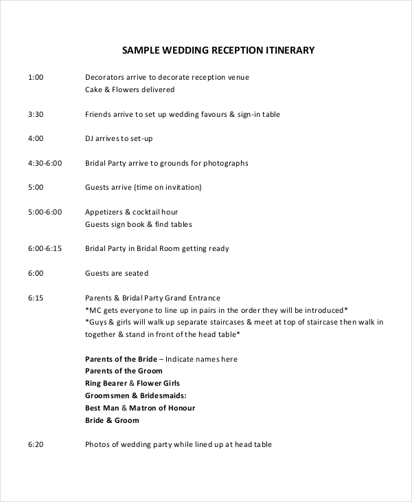 Party Itinerary Template - 15+ Word, PDF Documents Download