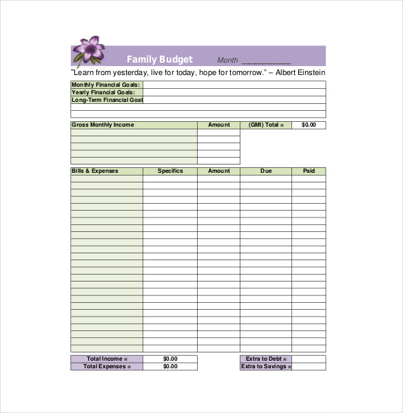 9 Family Budget Templates Free Sample Example Format Download 