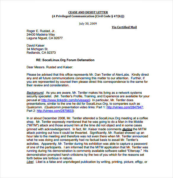 17 Cease Desist Letter Templates Free Word Excel PDF Formats 