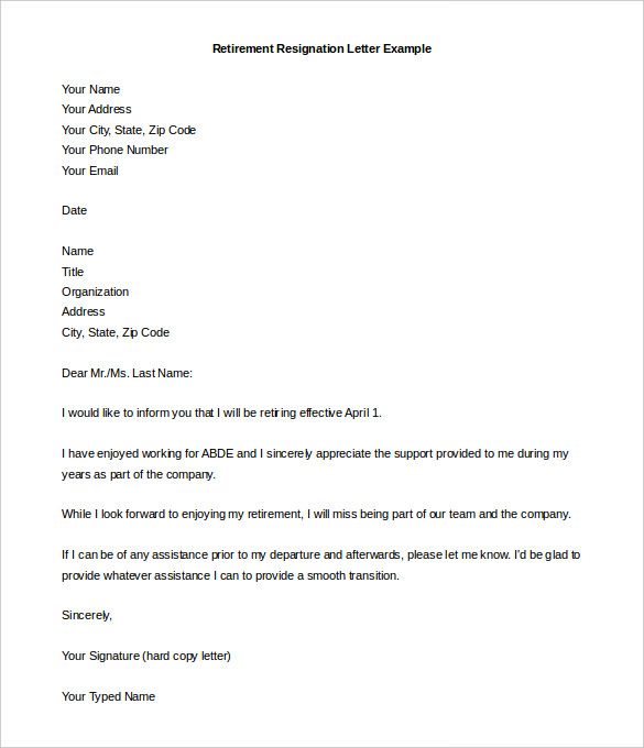 Retirement Resignation Letter Samples Free Mfawriting332 web fc2