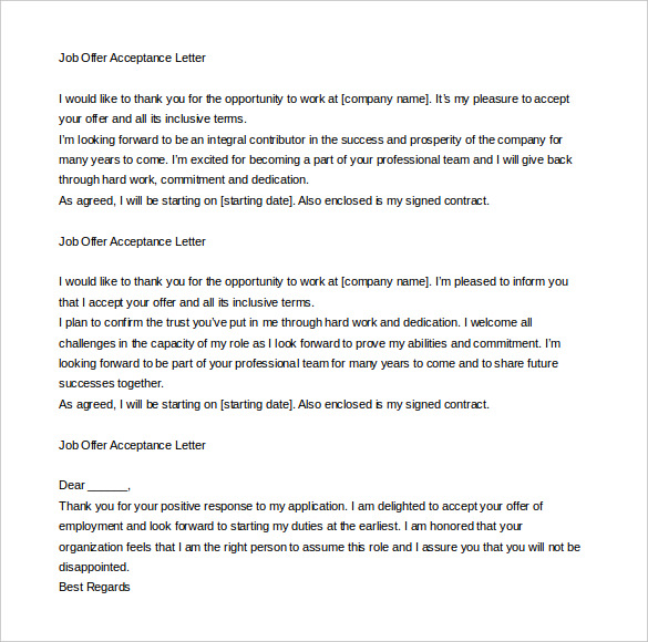 13 Acceptance Letter Templates DOC PDF