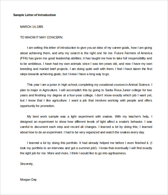 11 Letter Of Introduction Templates PDF DOC