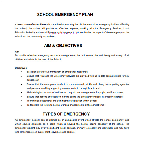 School Emergency Plan Template Flyer Template