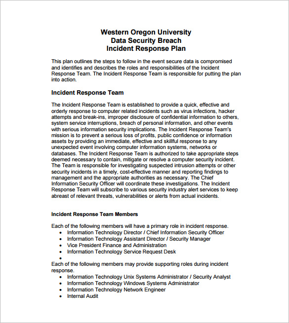 11+ Incident Response Plan Templates - PDF, Word Format Download!