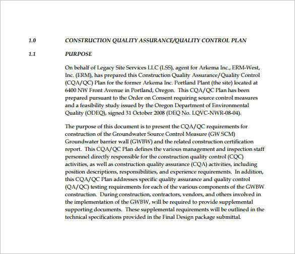 15+ Quality Control Plan Templates in Word | Google Docs | Apple Pages ...