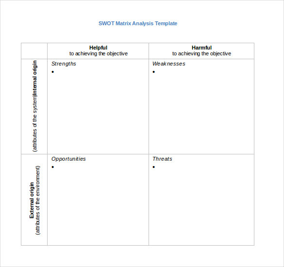 6 Blank SWOT Analysis Templates Free Sample Example Format Download 