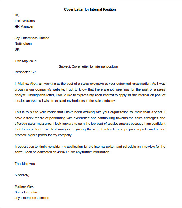 Covering Letter Example Word