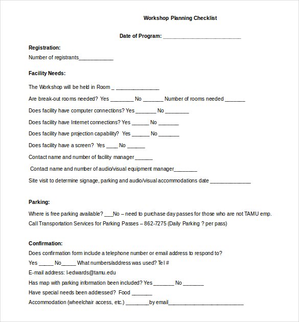 40+ Word Checklist Templates