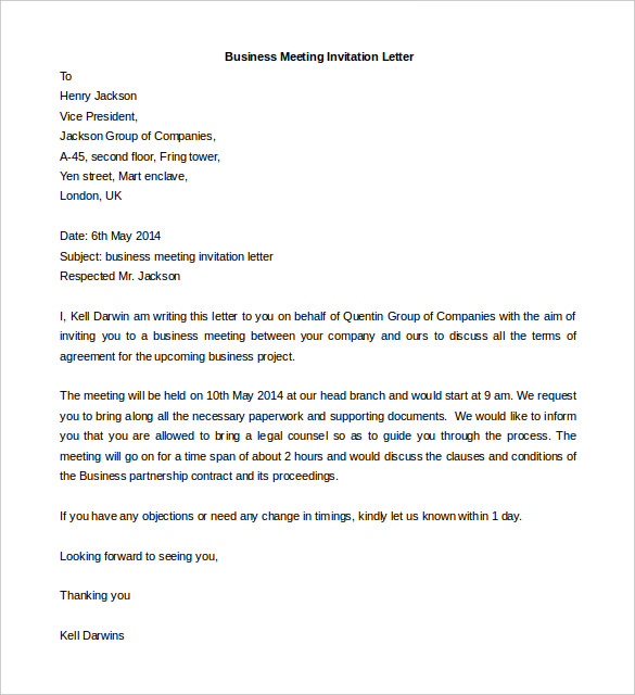 Dinywageman Business Meeting Invitation Wording