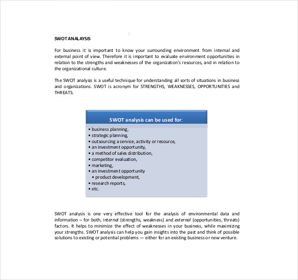 Project Management SWOT Analysis 8 Word Excel PDF Documents Download
