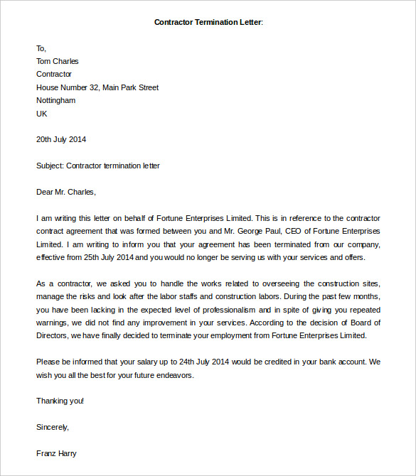 Termination Letter Template 21 Free Word Documents Download
