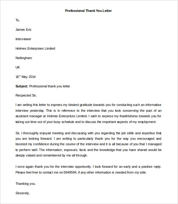 41 Free Thank You Letter Templates DOC PDF Free Premium Templates