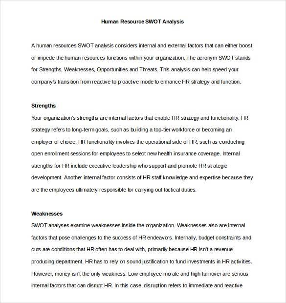 Employee SWOT Analysis Template - 11+ Free Word, Excel, PDF Documents ...