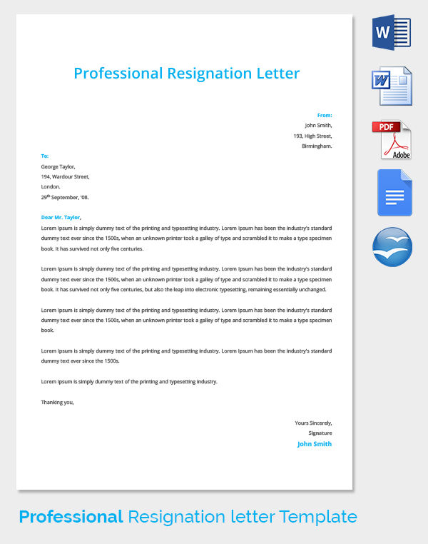 Resignation Letter Template - 25+ Free Word, PDF Documents Download ...