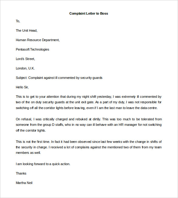 Sample Grievance Letter Unfair Treatment New Sample P