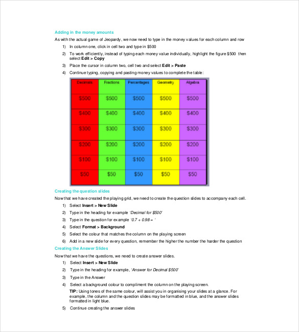 7 Blank Jeopardy Templates Free Sample Example Format Download 