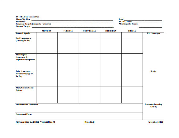 8 Lesson Plan Templates Free Sample Example Format Download 