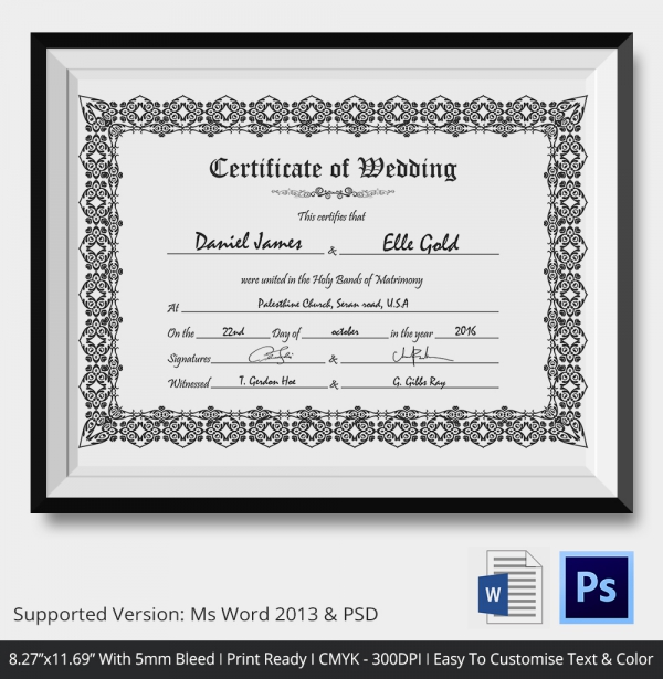 Wedding Certificate Template - 26+ Free PSD, AI, Vector, PDF Format ...