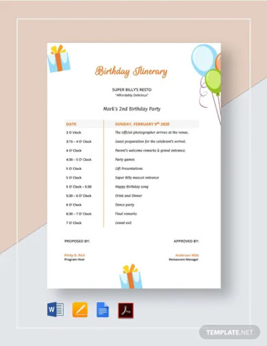 13+ Birthday Itinerary Templates – Free Sample, Example, Format Download