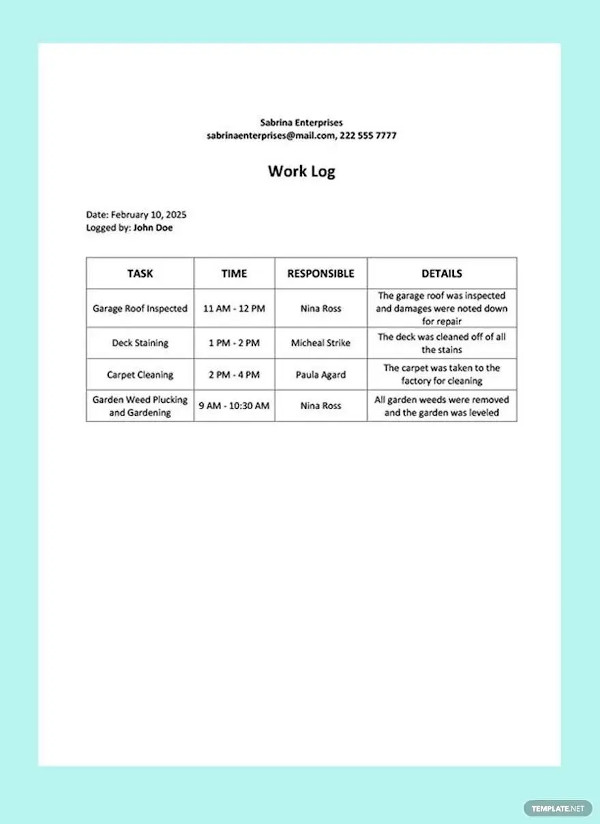 29+ Word Log Templates Free Download