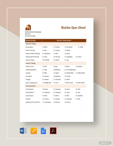 11+ Spec Sheet Templates - DOC, PDF