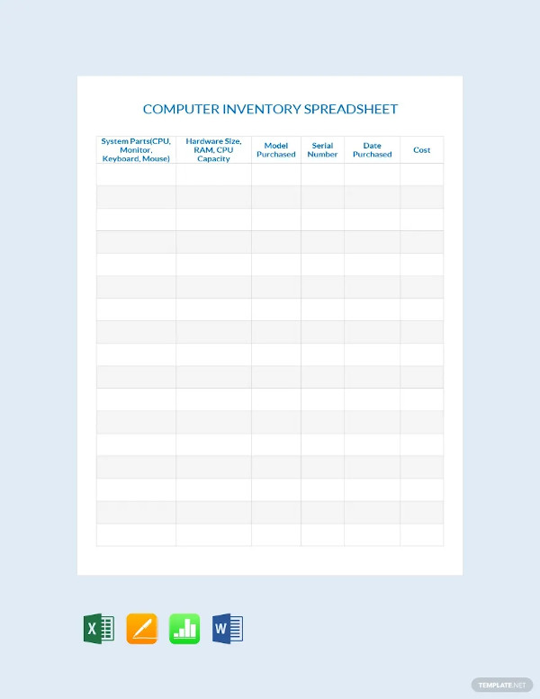 Computer Inventory Template – 19+ Free Word, Excel, PDF Documents Download