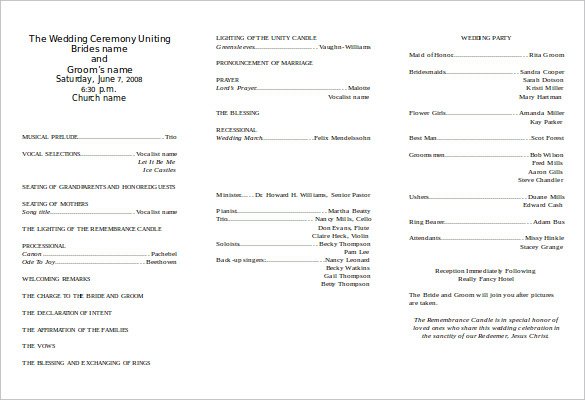 Church Wedding Program Templates