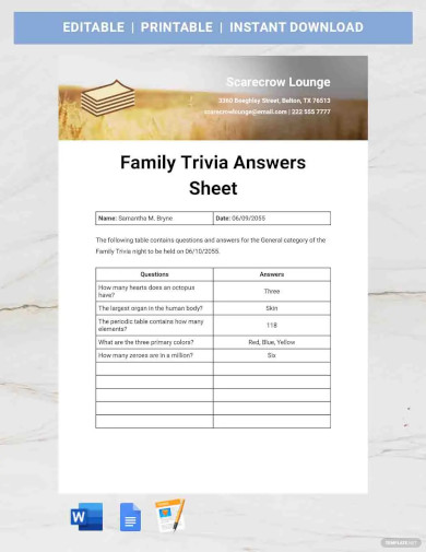 9+ Printable Answer Sheet Templates, Samples & Examples