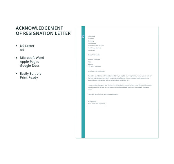 69+ Resignation Letter Template - Word, PDF, IPages