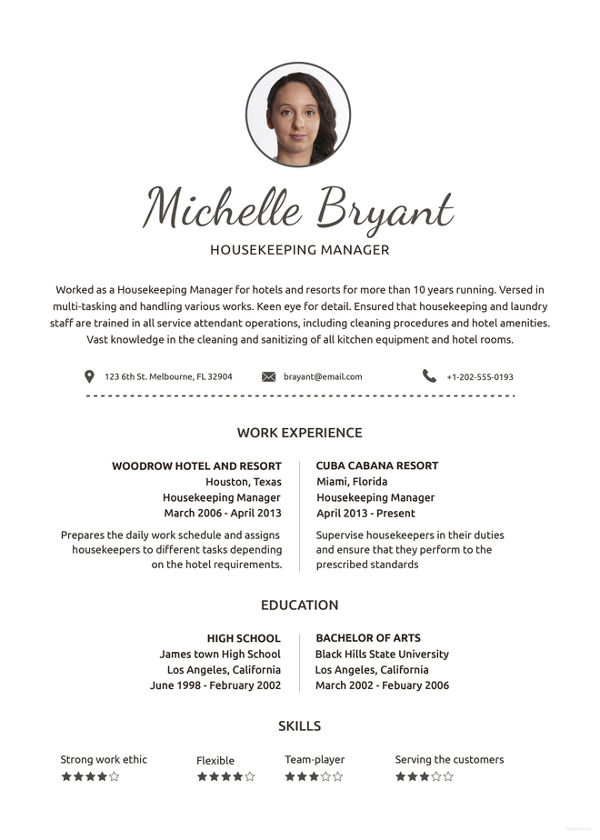 Housekeeping Resume Example 20 Free Word PDF Documents Download