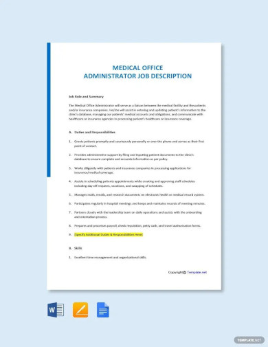 Office Administrator Job Description Templates - 11+ Free Sample ...