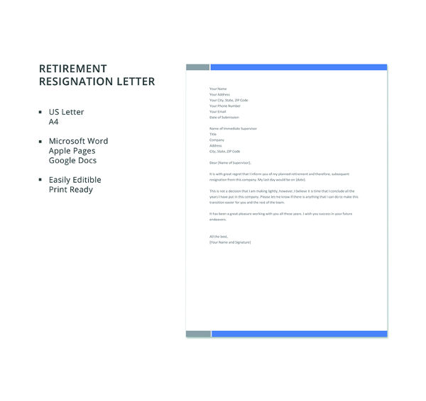 69+ Resignation Letter Template - Word, PDF, IPages