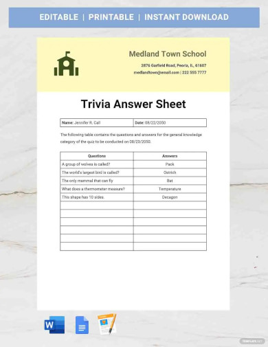 9+ Printable Answer Sheet Templates, Samples & Examples