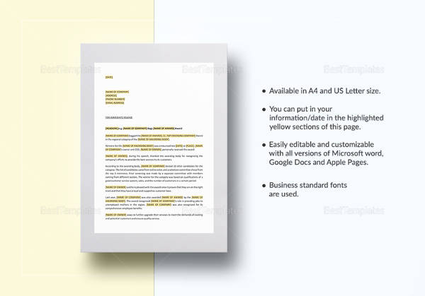 Award Letter Template - 13+ Free Word, PDF Documents Download | Free ...