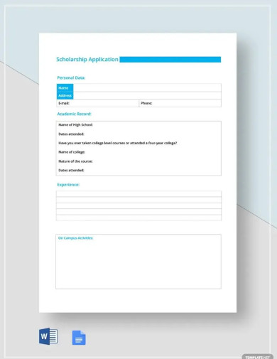 16+ Scholarship Application Template in Google Docs | Word | Outlook | Apple Pages | PDF