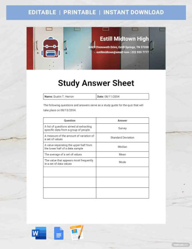 9+ Printable Answer Sheet Templates, Samples & Examples